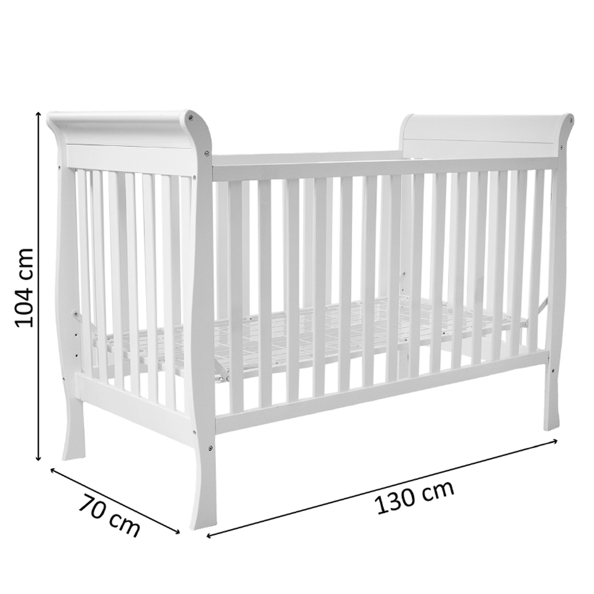 Cuna para bebé 3 posiciones de madera blanca